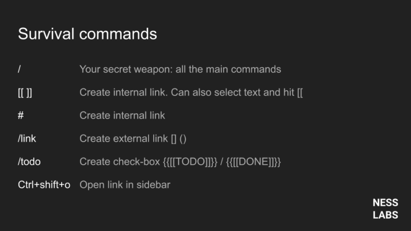 Roam Research Cheat Sheet, Key Commands and Shortcuts - Ness Labs