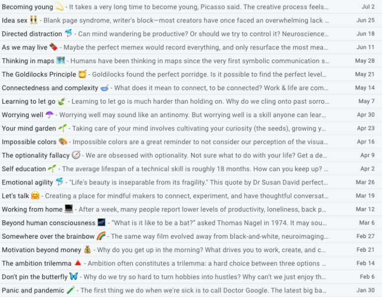 50 lessons learned from writing 50 newsletters - Ness Labs