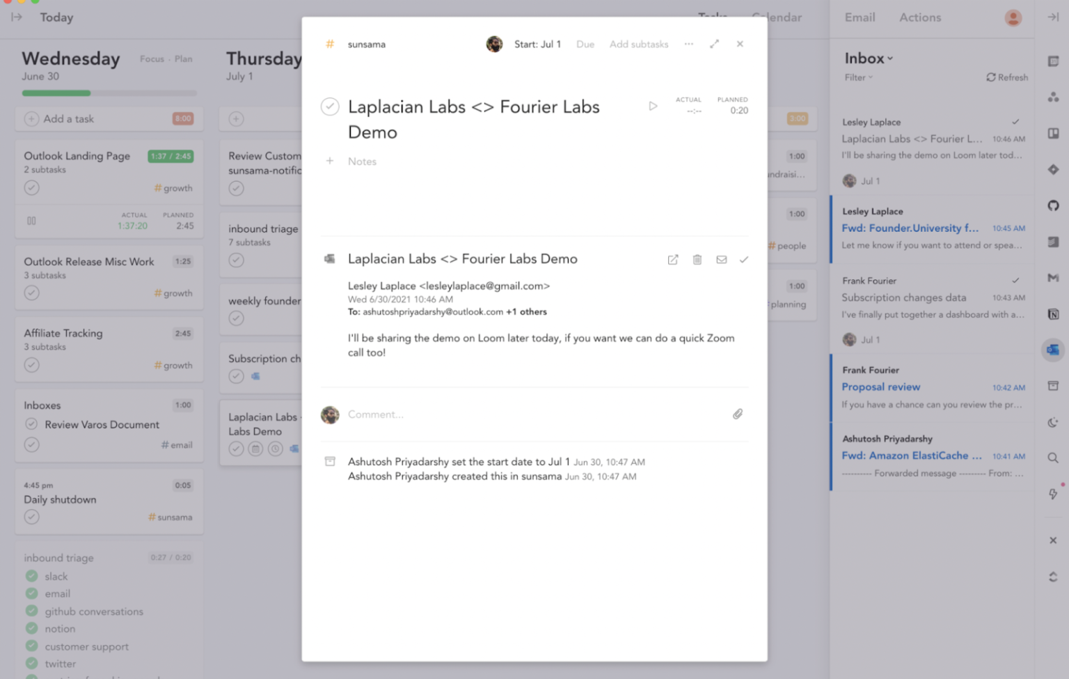 Planning your intentions and ambitions with Sunsama